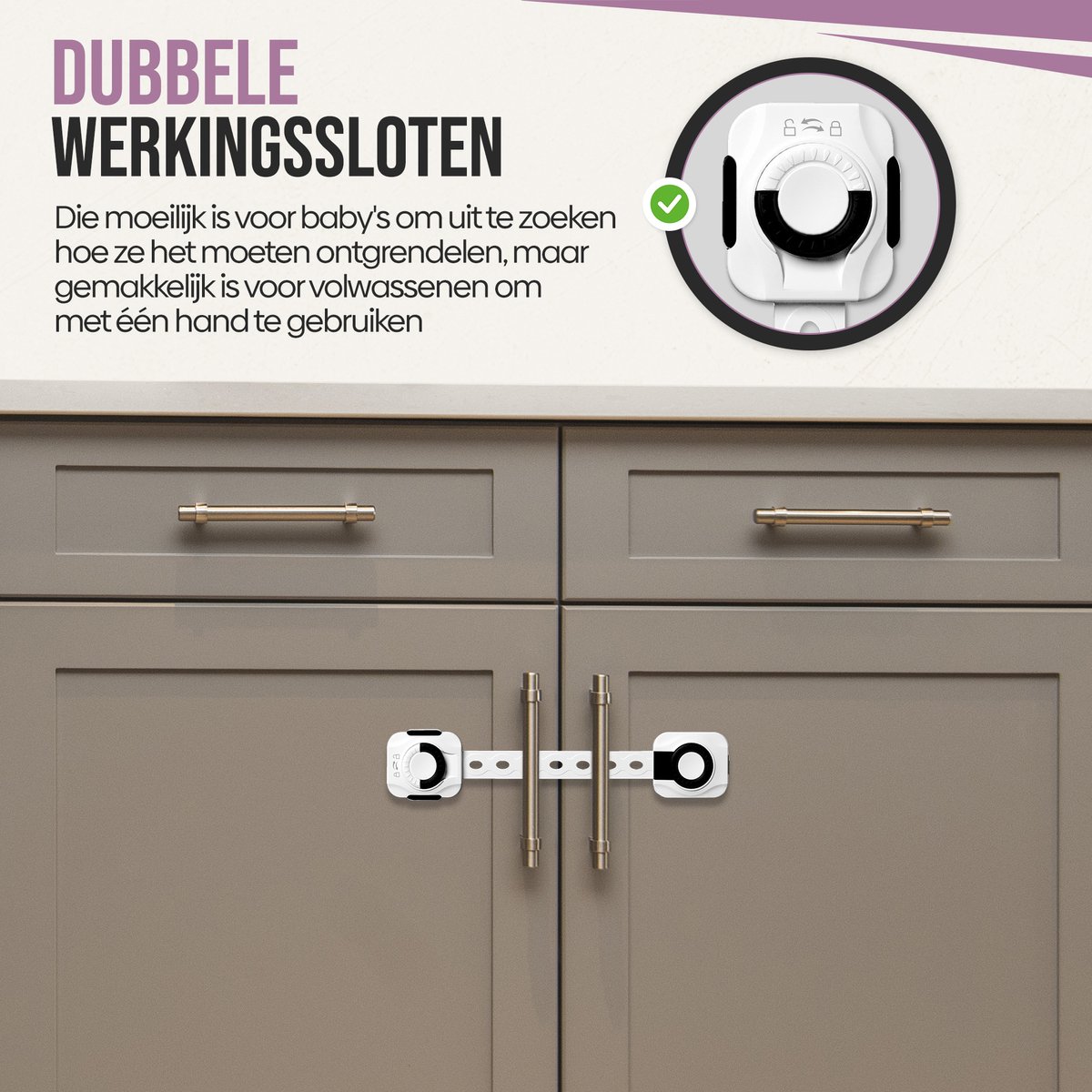 PEACE Kinderslot kastjes - Zelfklevend kinderslot - Wit/Zwart - 6 Stuks ...