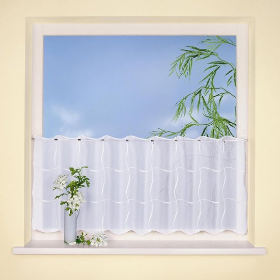 Vitrage Lentini, wit, b/h: 150 x 50 cm, modern, transparant, corte ...