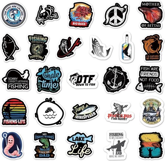 Vissen Stickers 52 Stuks | Dieren Stickers | | Grappige Stickers | Fishing | Vis |... | bol
