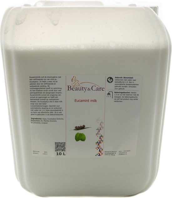 Beauty & Care - Eucalyptus Munt stoombadmelk (Eucamint milk) - 10 Liter ...