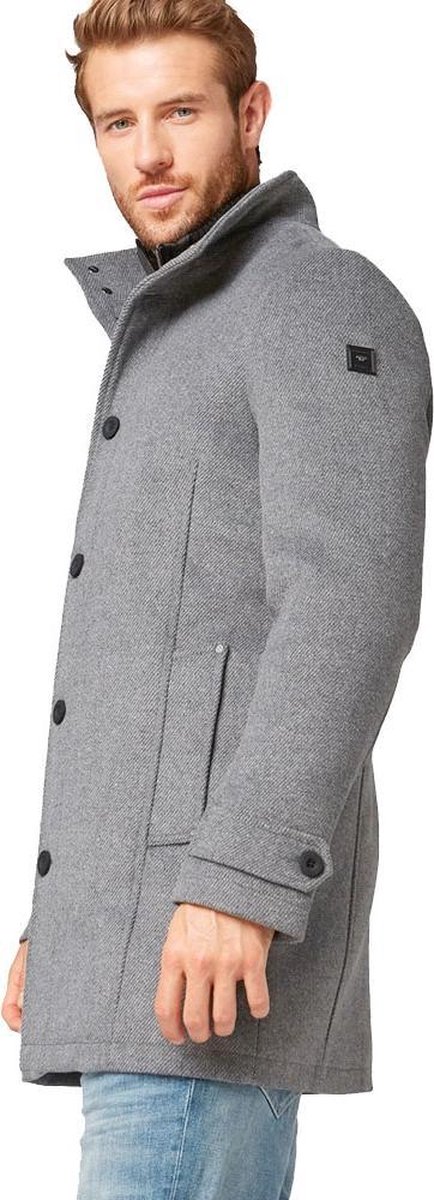 bol.com | Tom Tailor - Heren Wollen Winterjas - Met binnenvest - Grijs
