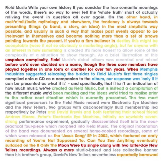 Write Your Own History, Field Music | CD (album) | Muziek | bol.com