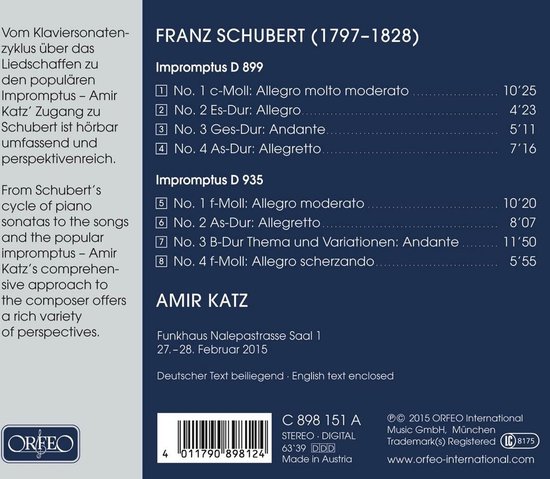 Amir Katz - Schubert: 8 Impromptus (CD), Amir Katz | Muziek | bol