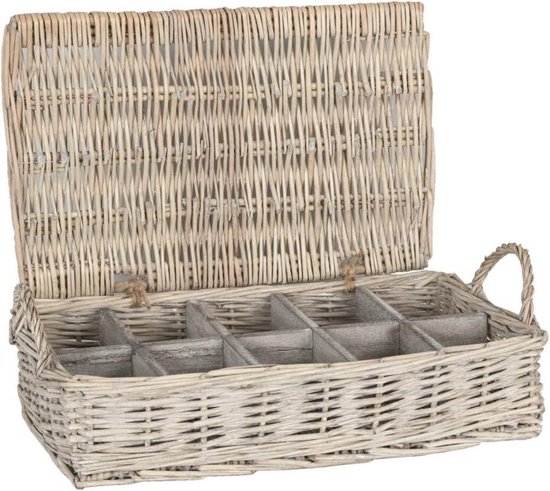 6RO0246 - rattan mand - 42 x 23 x 10 cm - rattan - wit | bol.com