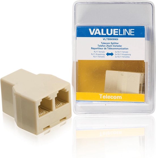 Valueline VLTB90990I telefoon splitter RJ-11 F 2x RJ-11 F Ivoor | bol.com