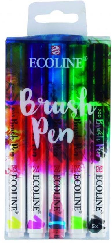 Talens Ecoline Brush Pennen Set van 5 + 1 Blender verpakt in een ...