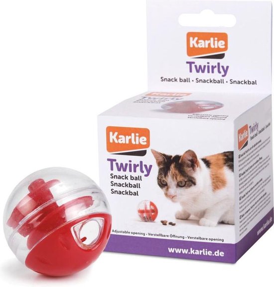 Cat treatball twirly, adjustable red 5,5cm | bol.com
