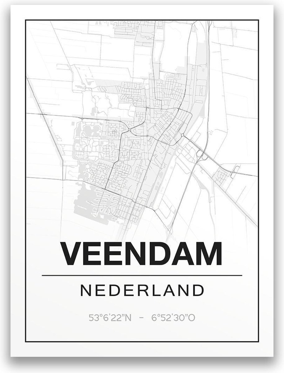Poster/plattegrond VEENDAM - 30x40cm | bol.com