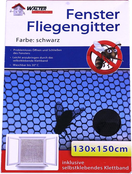 Vliegengaas, insectengaas, muggengaas, voor ramen, zwart, 130 x 150 cm ...