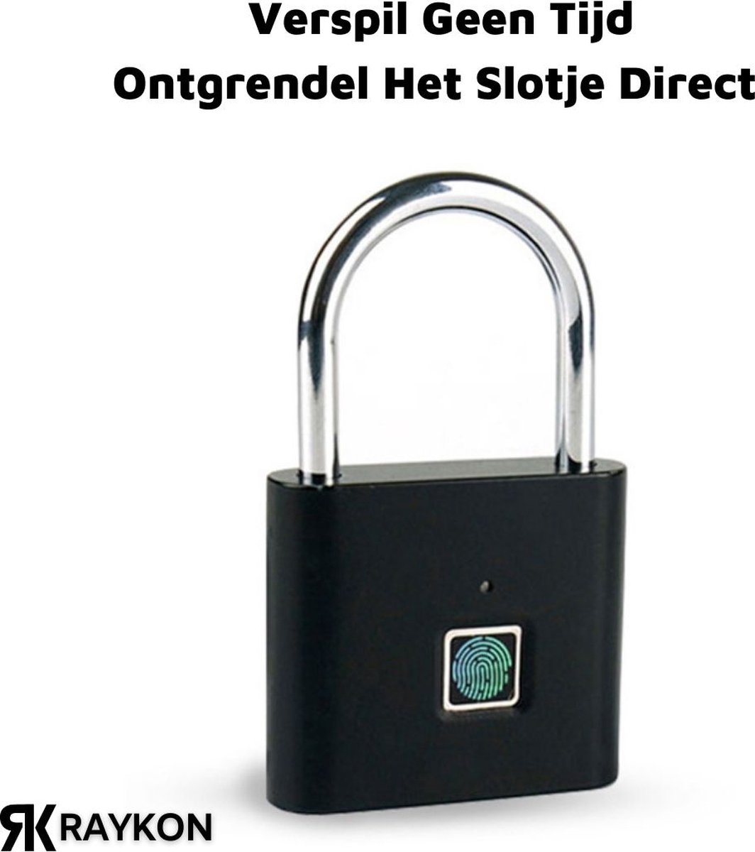 Raykon Slim Hangslot met Vingerafdruk - Hangslotje met Cijferslot ...