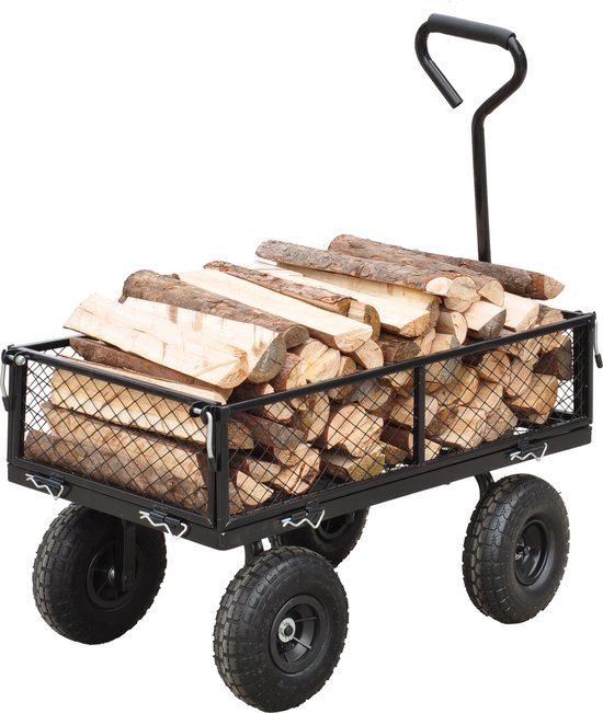 Merax Bolderkar - Tuinkar - Transportkar - Tuintrolley - Zwart | bol.com
