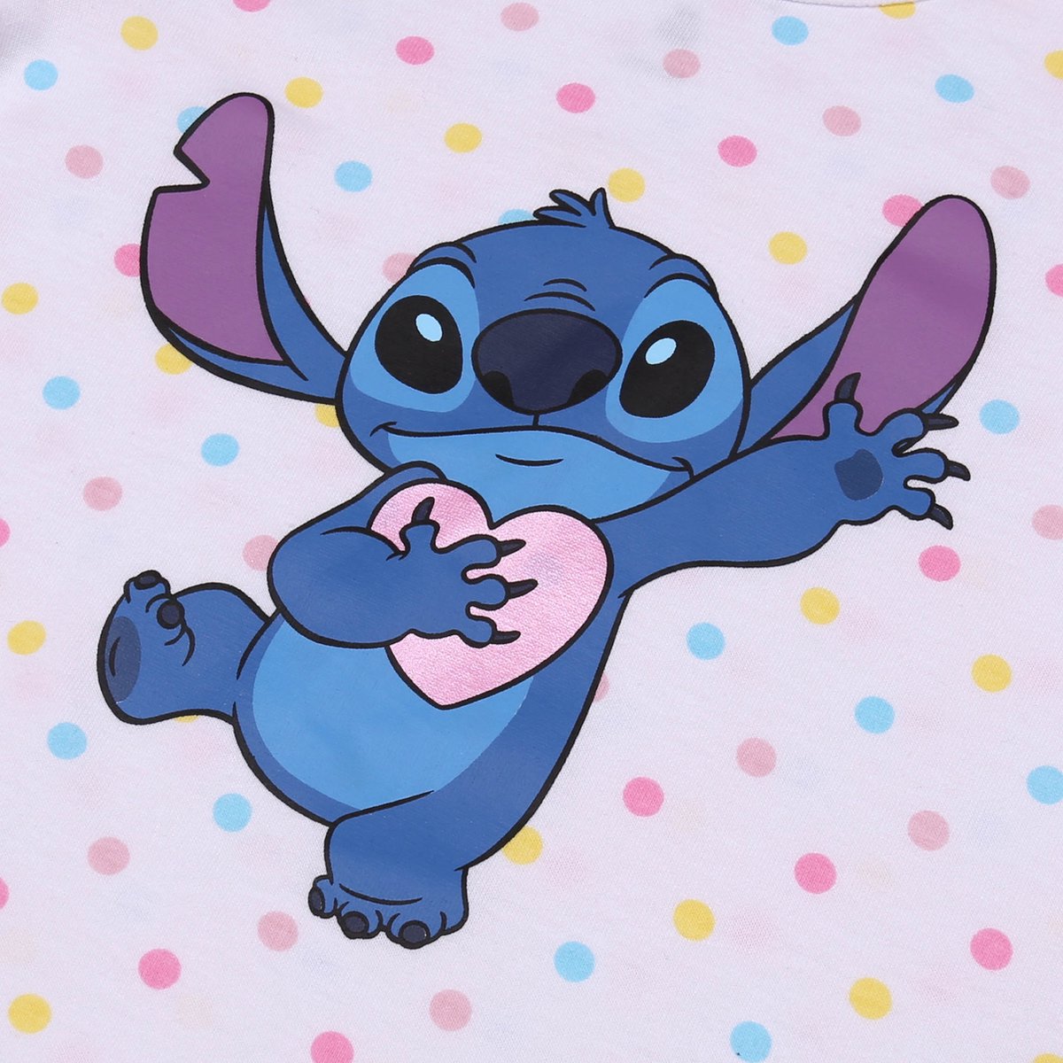 Disney Stitch - Wit en roze katoenen babyset met stippen, t-shirt en korte broek / 68 | bol.com