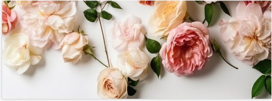 Poster (Mat) - Mix van Verschillende Soorten Bloemen - 90x30 cm Foto op ...