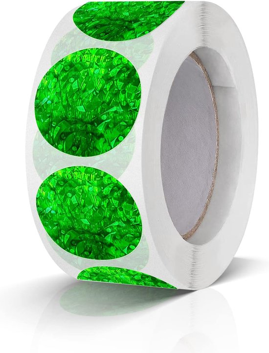 500 Ronde Stickers - 25 mm - Groen Glitter - Kleurcodering Etiketten ...