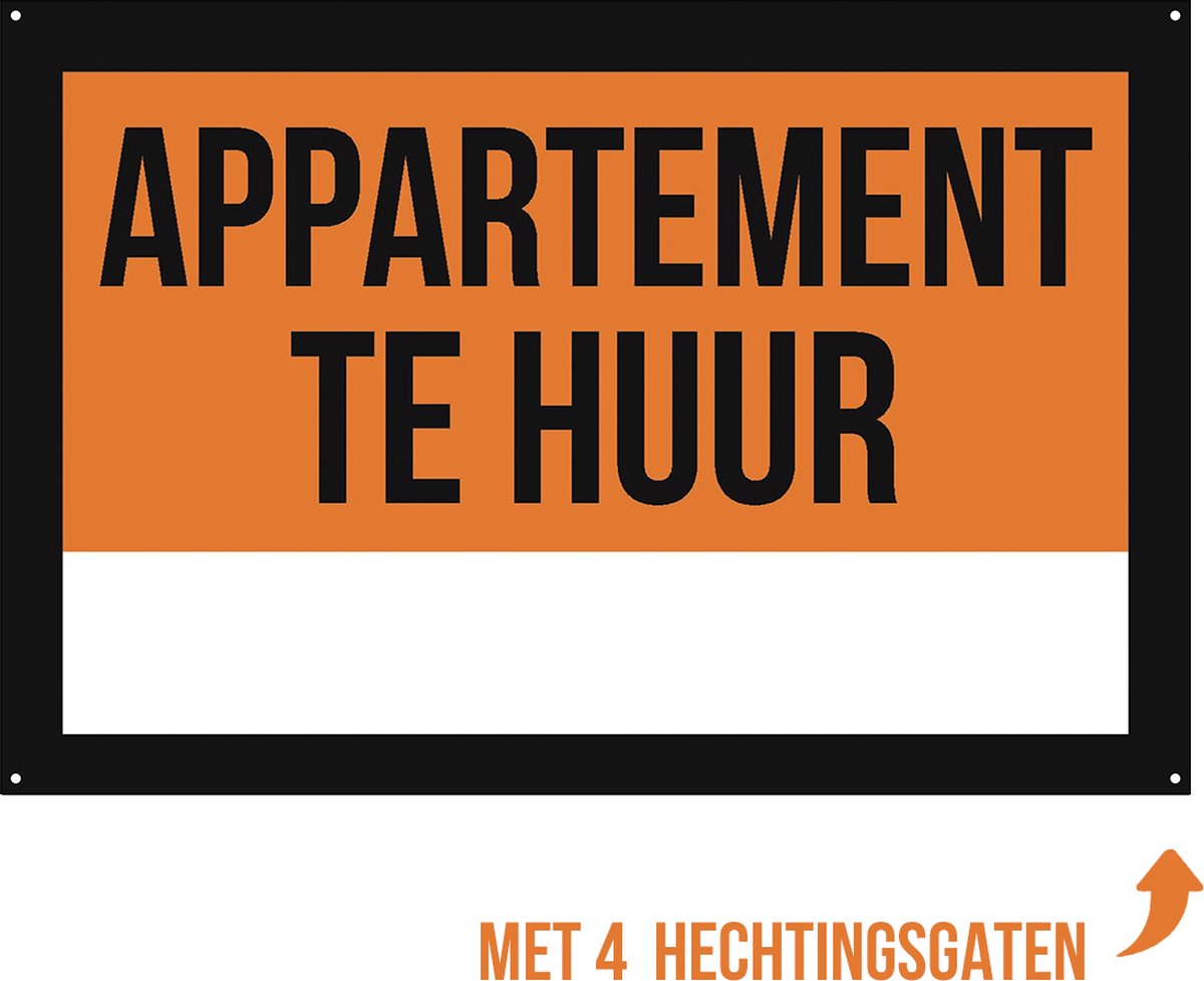 Bord XL | "Appartement Te huur" | 120 x 80 cm | Kanaalplaat | Met ...