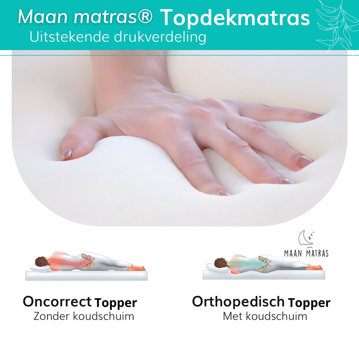 Maan matras® Topper - topper 160x200 - HR koudschuim - 2-Pers ...