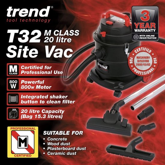Trend T32 - stofzuiger - 20 liter - professioneel - hepa filter - 800 watt | bol.