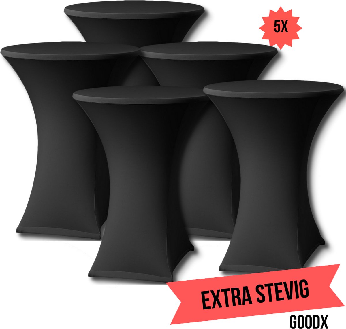 GOODX Statafelrok Zwart 5x – ∅80-85 x 110 cm – Stretch 5 stuks – Tafelrok voor... | bol.com