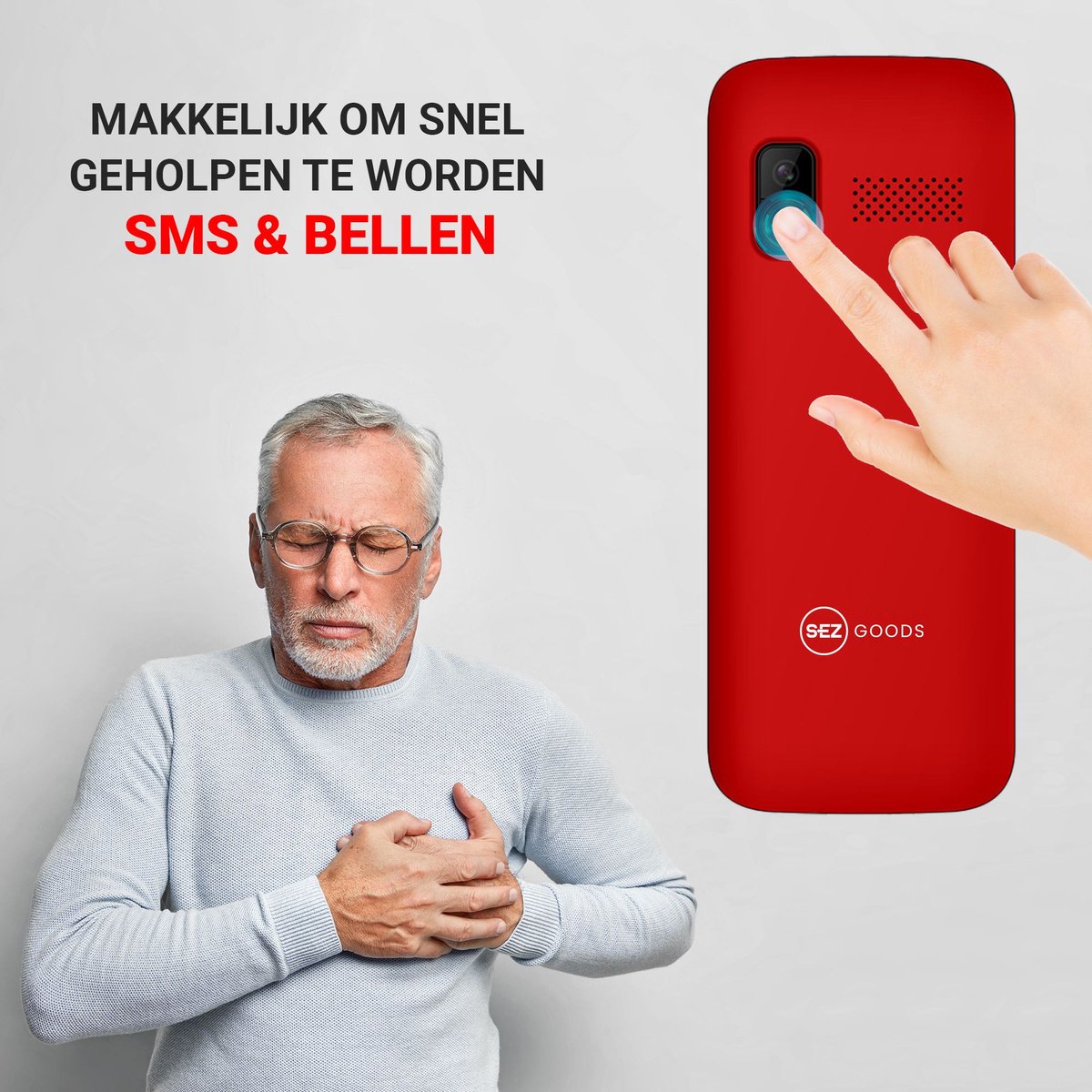 Senioren Telefoon Grote Toetsen - Rood - Senioren Mobiele Telefoon 4G ...