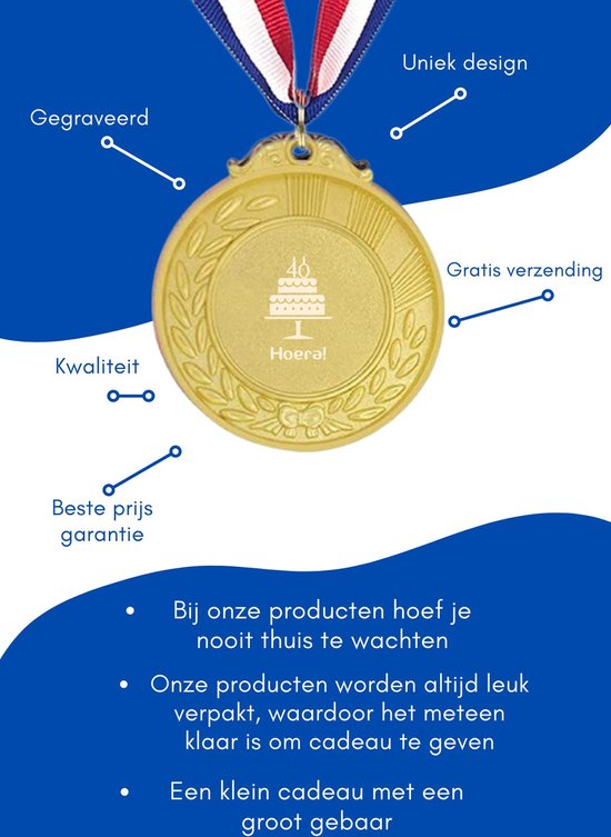 Akyol - hoera 40 jaar medaille goudkleuring - Verjaardag - jarige job ...