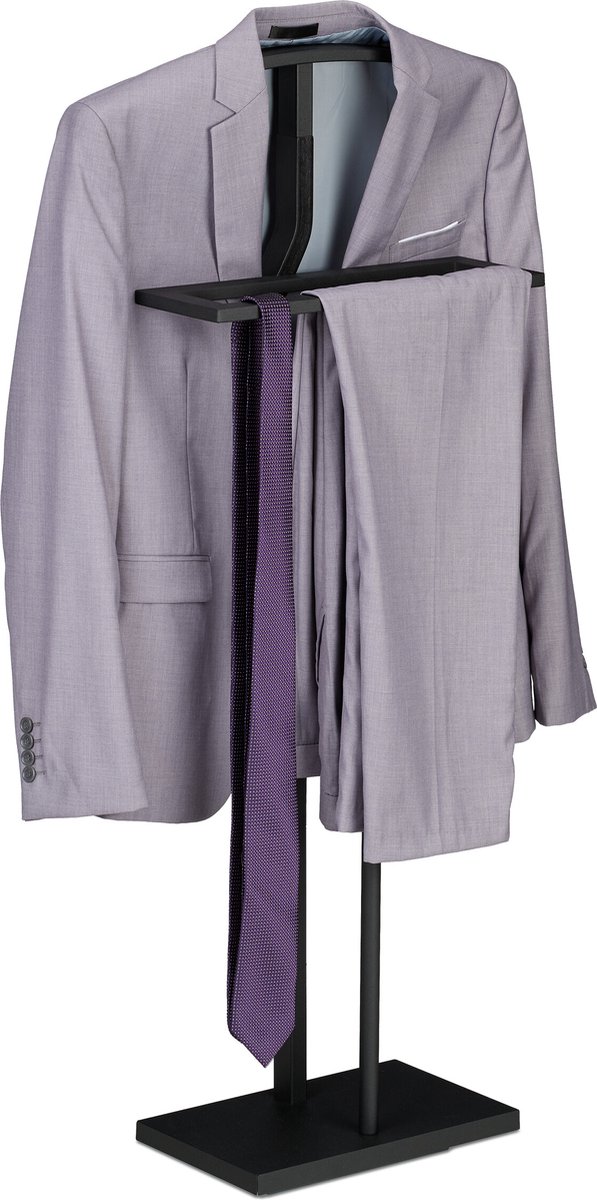 Relaxdays dressboy zwart - modern - kledingstandaard slaapkamer - staal ...