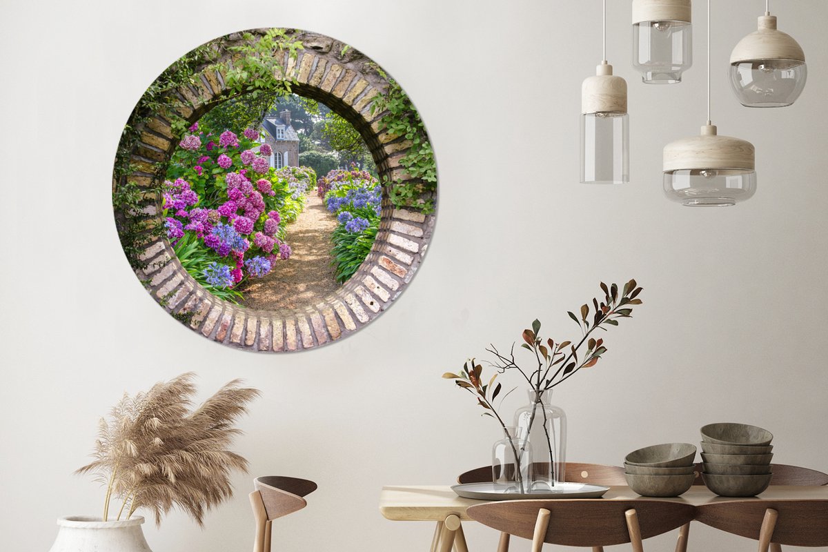 WallCircle - Muurstickers - Behangcirkel - Doorkijk - Bloemen - Hortensia - Zomer -... | bol.com