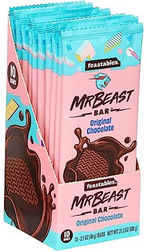 Feastables MrBeast Original Chocolate Bar - Contient 10 barres de 60 ...