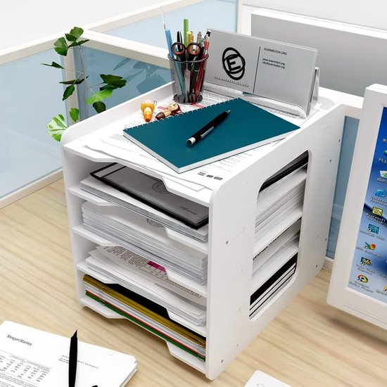 5 opbergvakken bureau brievenbak stapelbaar papieren plateaus A4 ...