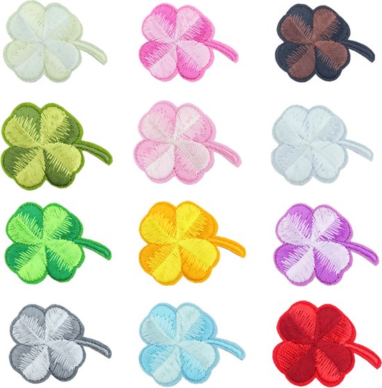 Kleding Patchs - Gekleurde Klavertje Vier 12 delige set - Patches - Strijk Embleem -... | bol.com