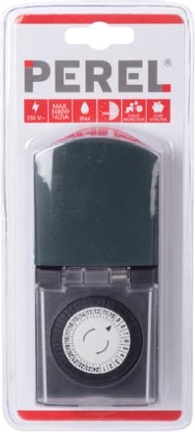Perel Analoge timer, mechanisch, 230 V, 16 A, 3680 W, IP44, voor gebruik buitenshuis,... | bol