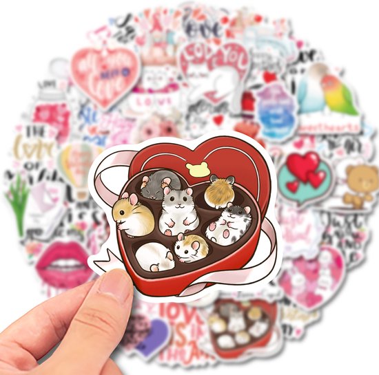 50 stuk valentijnsdag love Cartoon stickers voor kinderen en ...