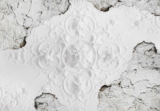 Fotobehang - Vlies Behang - Bas-reliëf in oude betonnen muur - 368 x ...