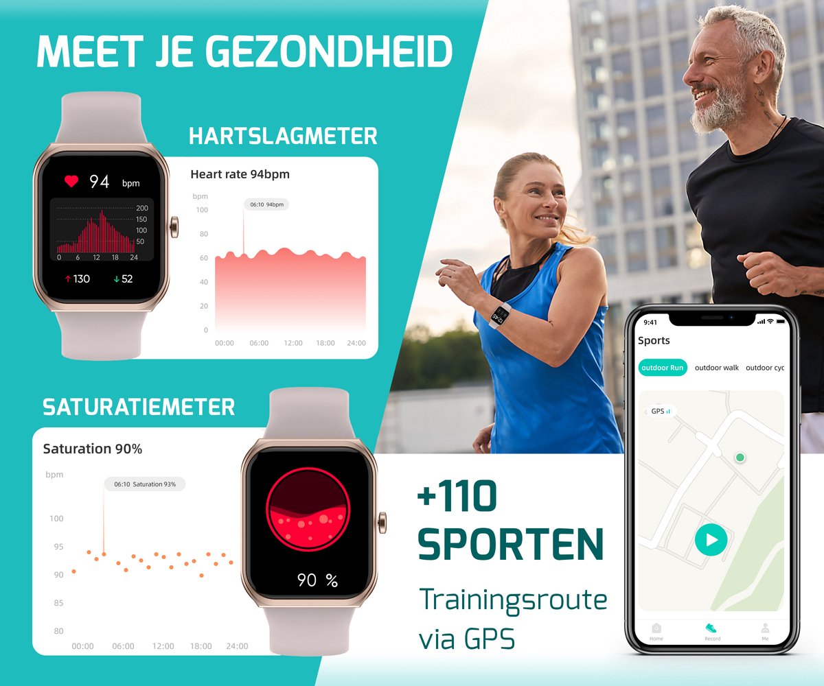FITAGE Smartwatch - Stappenteller Horloge - Activity Tracker ...