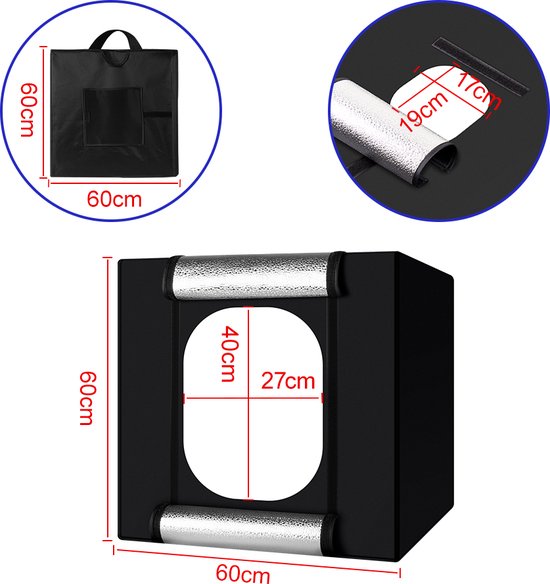 Yizhestudio 60Cm Photo Studio Box Led Lightroom Dimbare Opvouwbare ...
