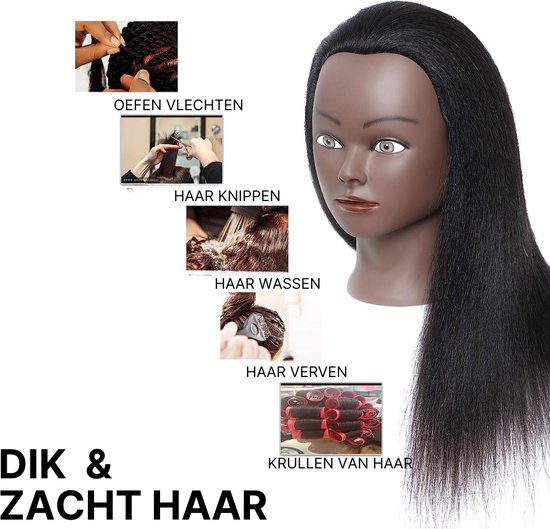 Vivvy Mannequin Hoofd met Haar - Paspop Hoofd - 100% menselijk haar ...