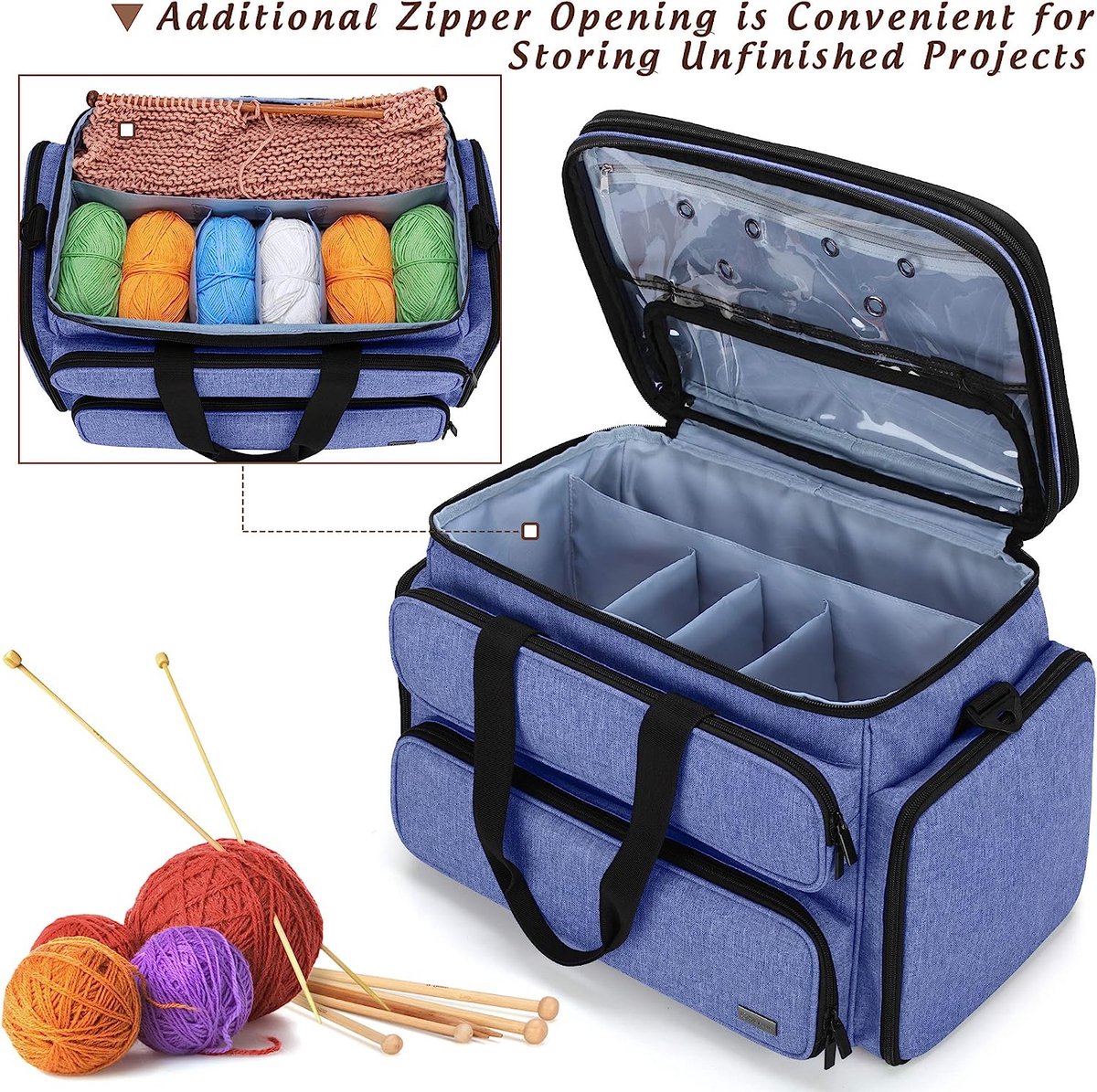 Breitas, garenopbergorganizer draagtas met dubbele bovenklep voor ...