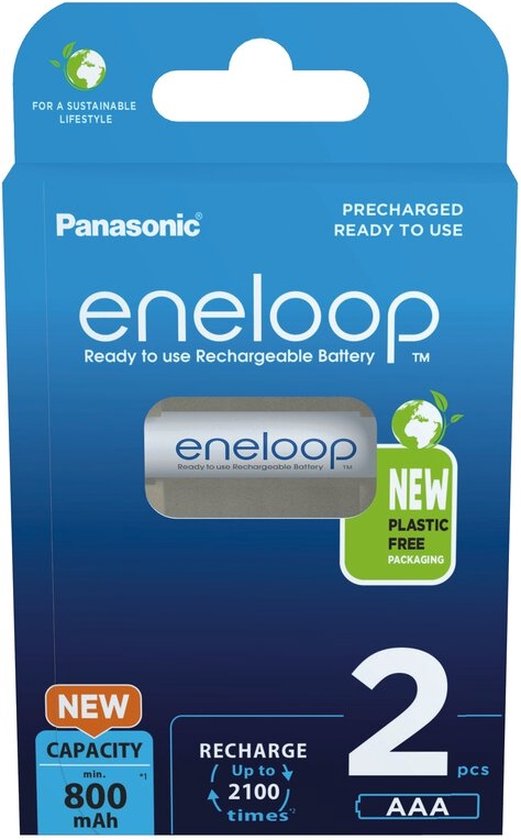 Panasonic eneloop oplaadbare AAA batterij - 800 mAh - NiMH - 2 stuks | bol