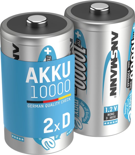 Ansmann NiMH batterij Mono 10000mAh, blisterverpakking van 2 | bol