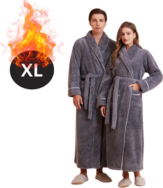 Nivard Badjas Heren - Fleece - Katoen - Badstof - Sauna - Hamam - Wafel ...