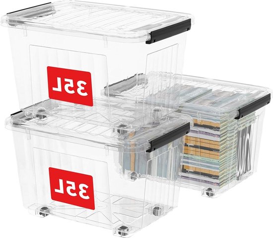 Opbergdozen met wielen - Plastic opbergbakken met deksels ...