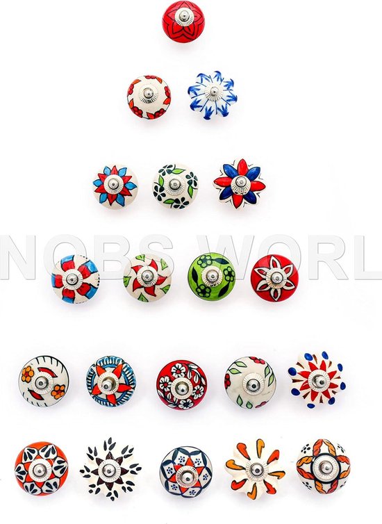 20 Mix Vintage Look Bloem Diverse Keramische Knoppen Deurklink Kast ...