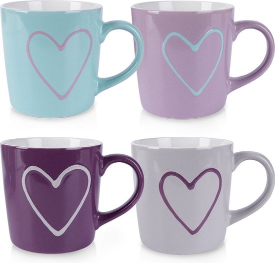 Mokken Keramiek 600 ml 4 stuks - Set - Bekers - Koffiebekers - Kopjes - Koffiemok | bol