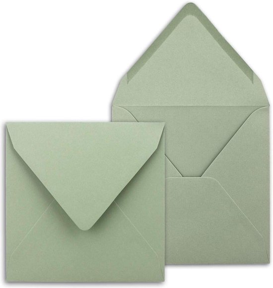 100 x Square Envelopes in Eucalyptus Green - 15.5 x 15.5 cm - Wet ...