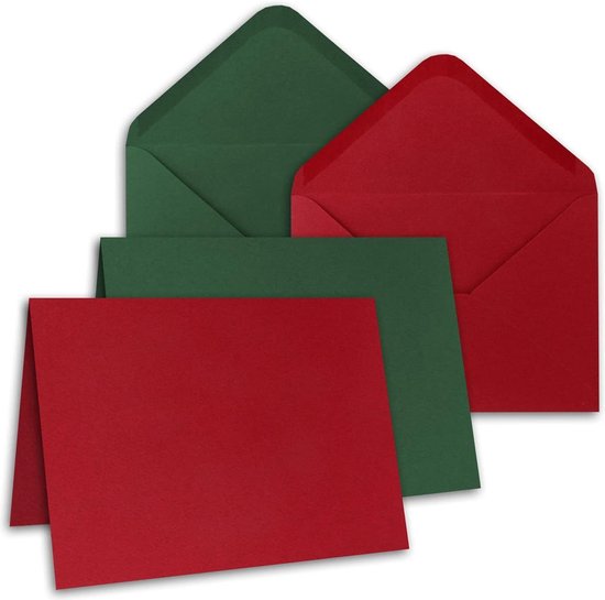 40 folding cards with envelopes - oversized red and green blank ...