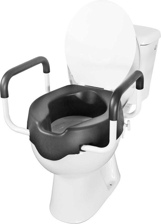 Wc Verhoger Zachte Toiletverhoger met Deksel Zwart 10 cm Hoog Zacht ...