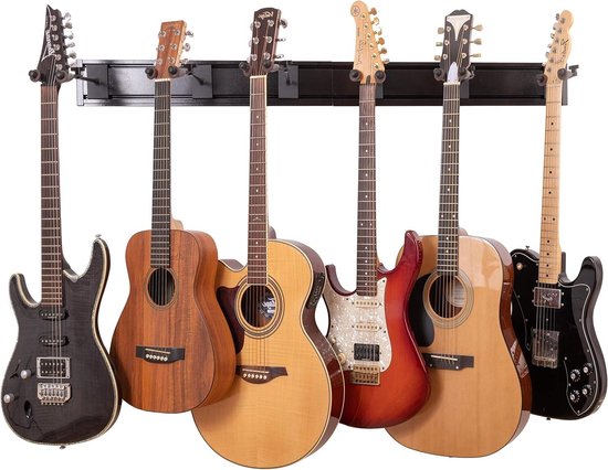 Metal Guitar Wall Hanger Holds SIX Guitars - Wall Rack for Electric ...