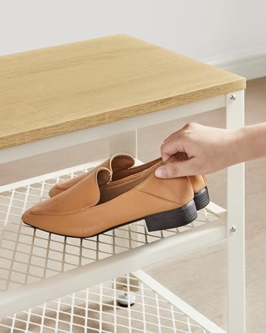 Schoenenbank, opbergrek met 2 niveaus, organizer, schoenenrek, 73 x 30 ...