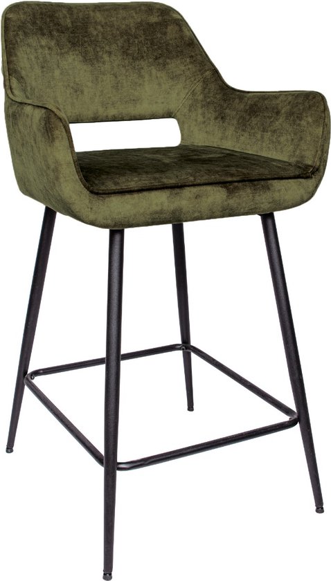 PTMD Fal LOW Velvet green bar stool black metal leg KD | bol