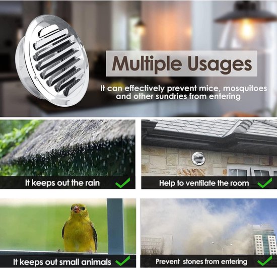 100 mm roestvrij staal rond ventilatierooster afvoerlucht toevoer ...