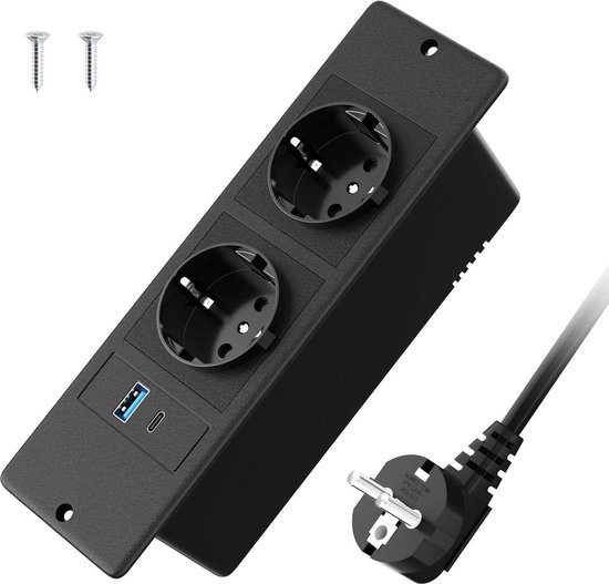 Tafelstopcontact - USB C PD20W - 2-voudige inbouwstekkerdoos - USB ...